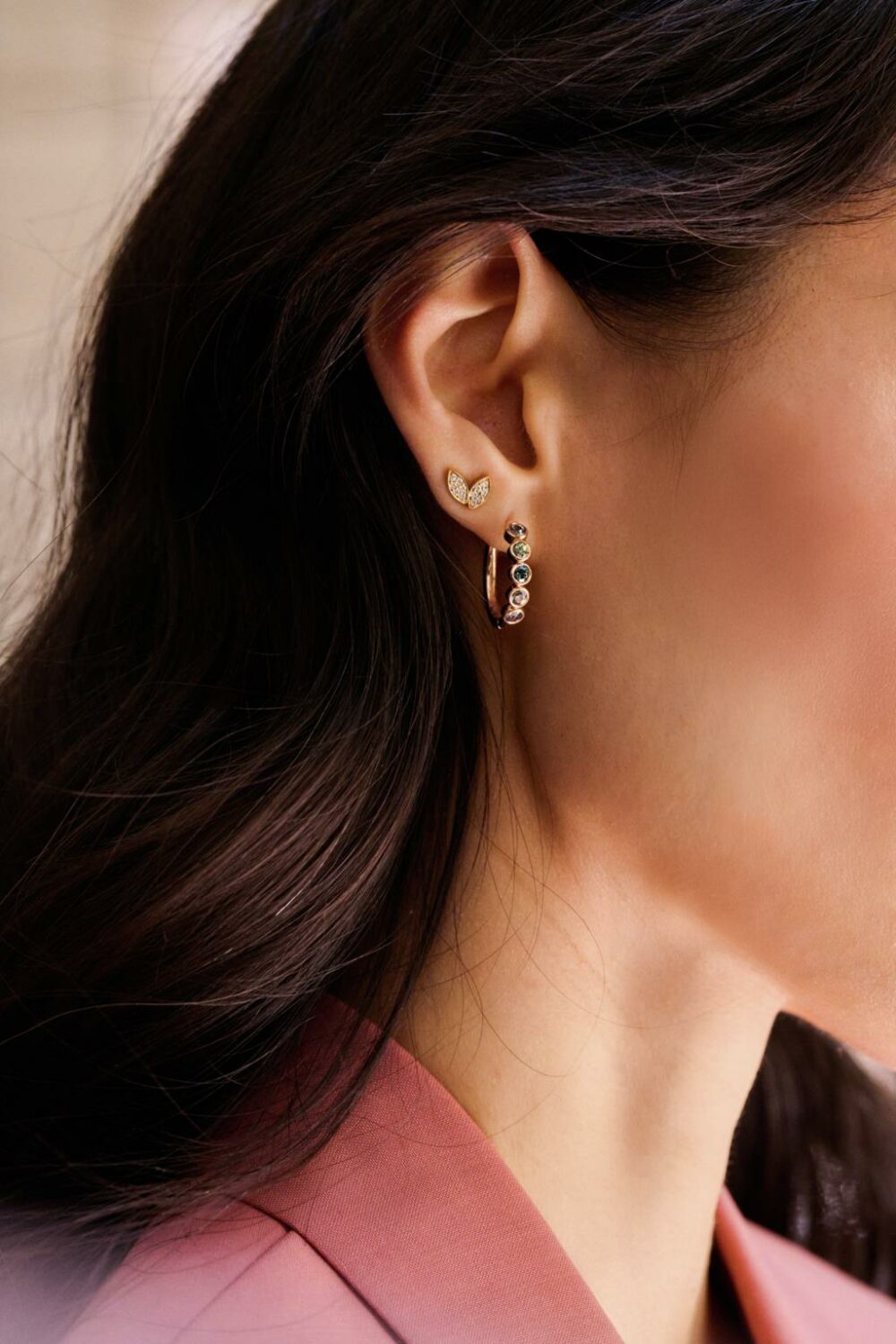 Creolen Confetti Wave Saphir 18K Roségold - Galerie Voigt